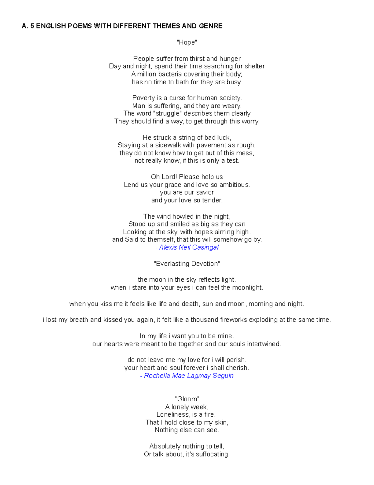 Creativewritingpeta - CREATIVE WRITING - A. 5 ENGLISH POEMS WITH ...