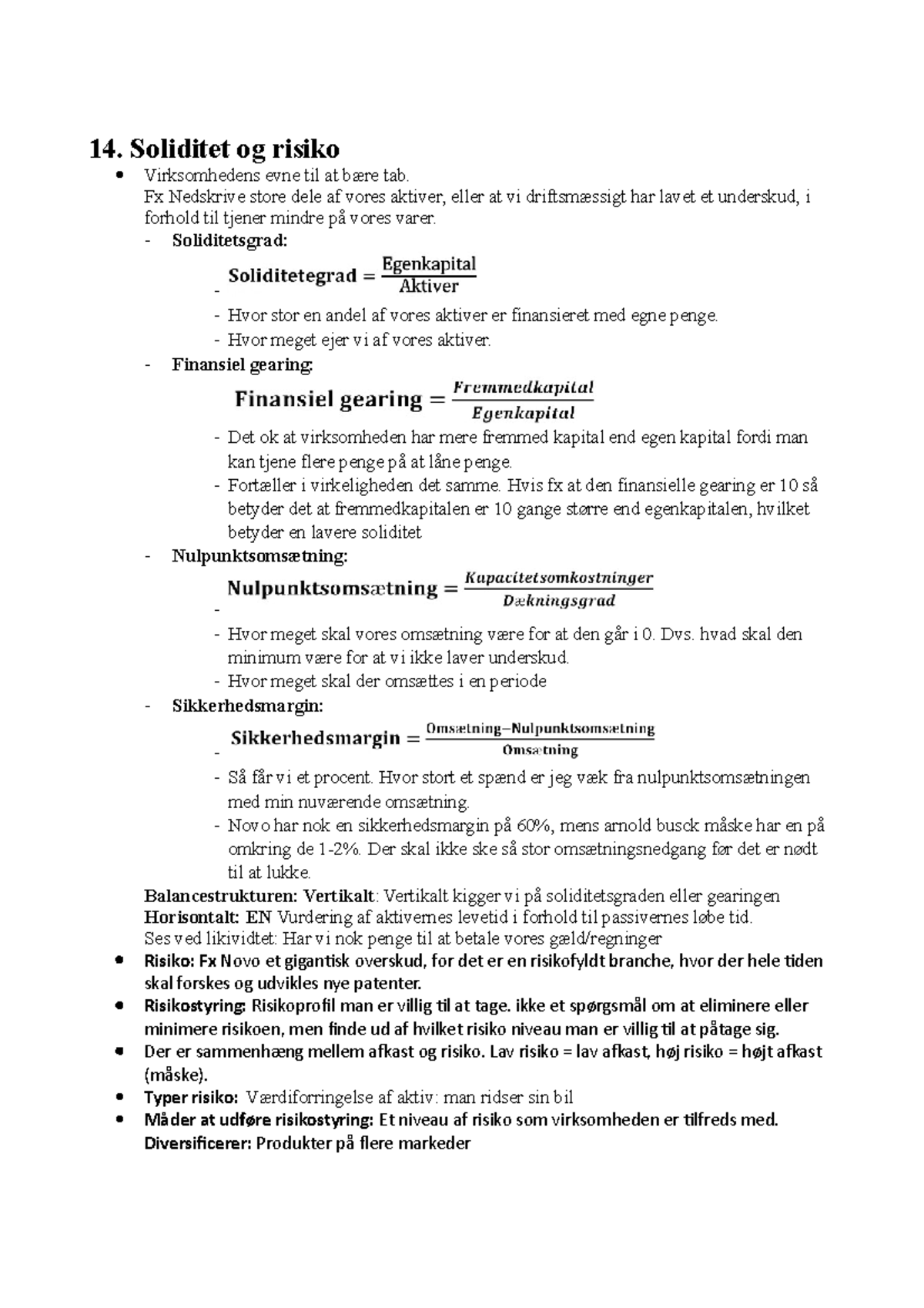 Spørgsmål 14 - Soliditet og risiko DIS - 14. Soliditet og risiko ...