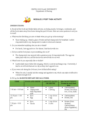 (M2 POST TASK Assignment) - CENTRO ESCOLAR UNIVERSITY Department of ...