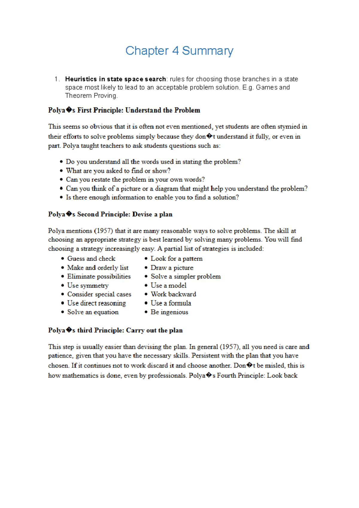 Chapter 4 - Summary Artificial Intelligence - Chapter 4 Summary 1 ...