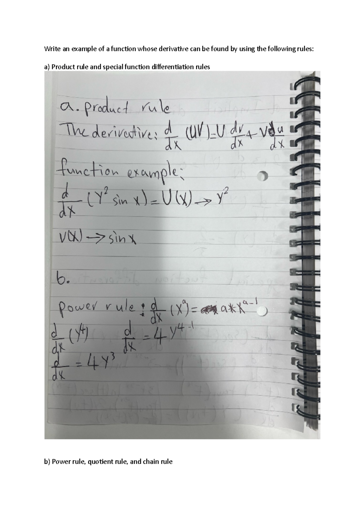 Calculus - discussion assignment unit 4 - Write an example of a ...