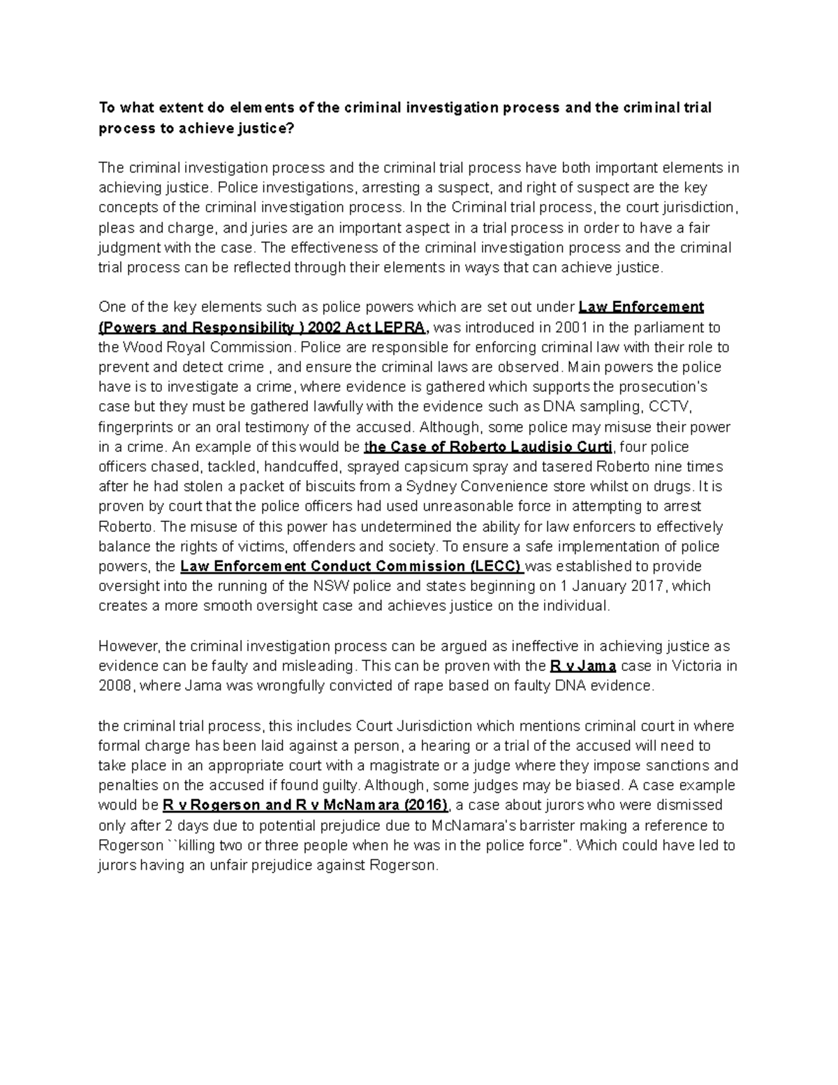 Practice essay legal - To what extent do elementes of criminal - To ...