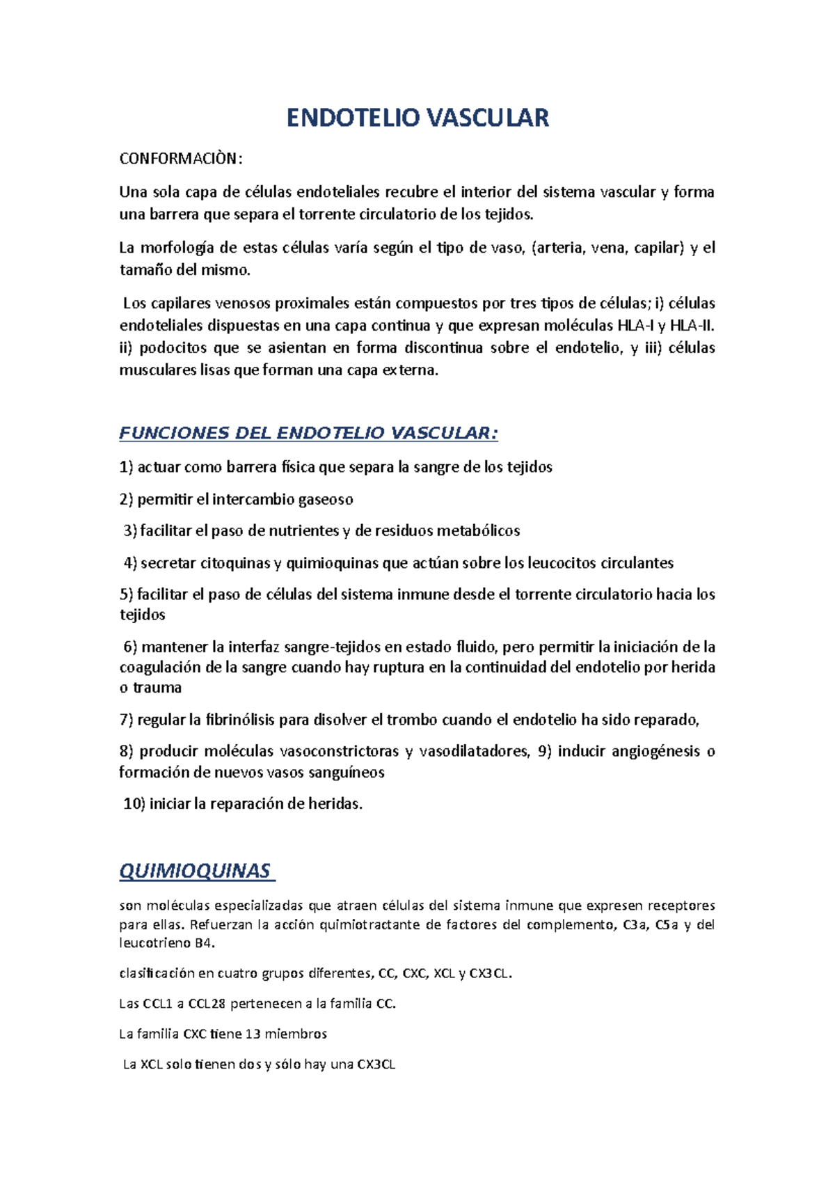 Endotelio Vascular - ENDOTELIO VASCULAR CONFORMACIÒN: Una sola capa de ...