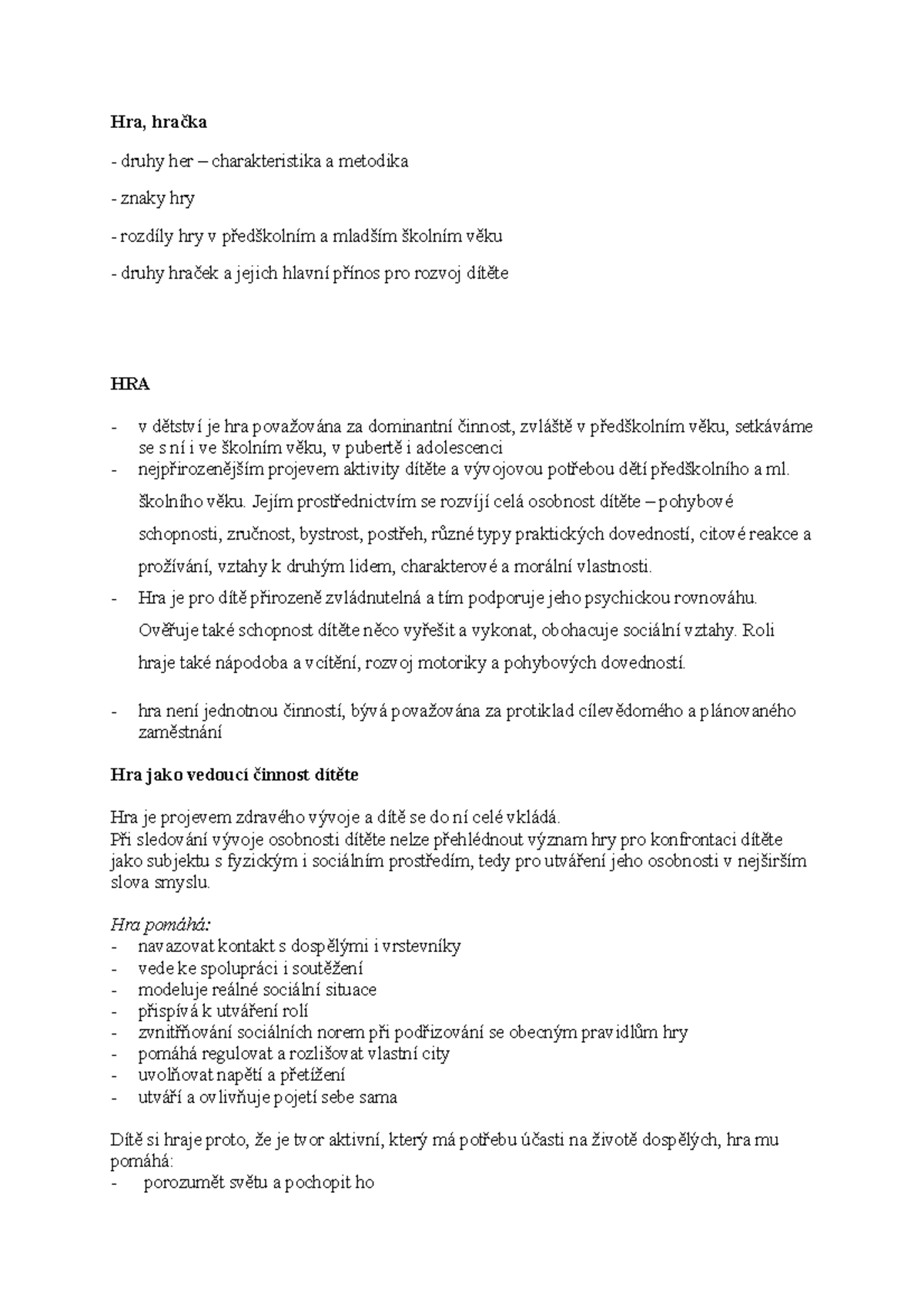 Ÿmsjj nsjsj msm - Hra, hračka - druhy her – charakteristika a metodika ...
