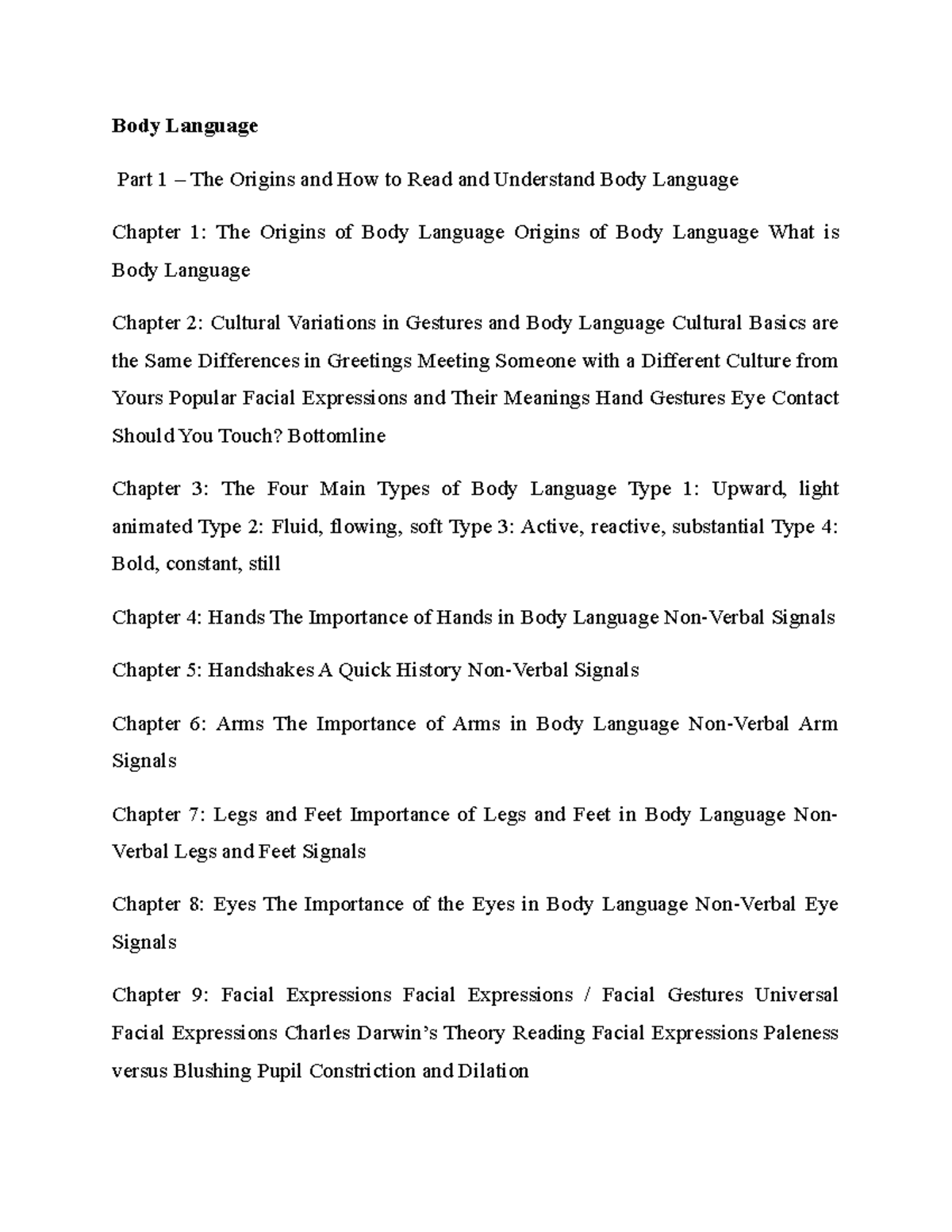 Body Language - notes - Body Language Part 1 – The Origins and How to ...