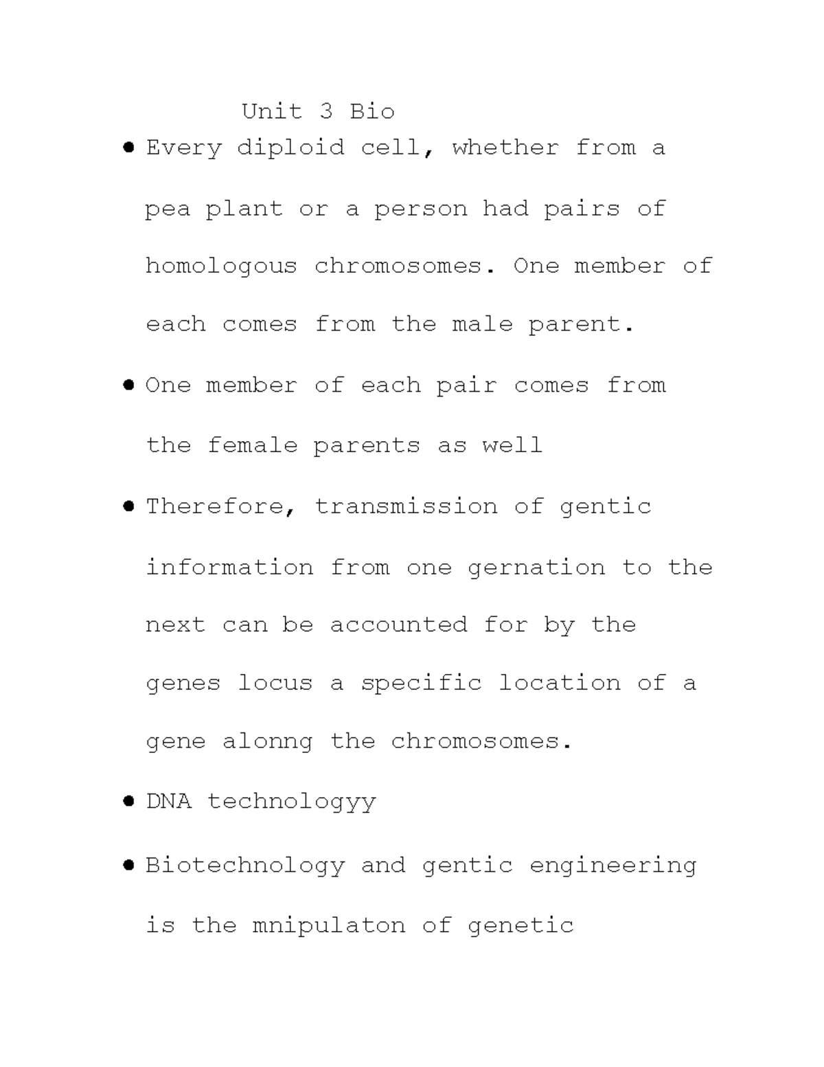 United 3 Bio - notes - Unit 3 Bio Every diploid cell, whether from a ...