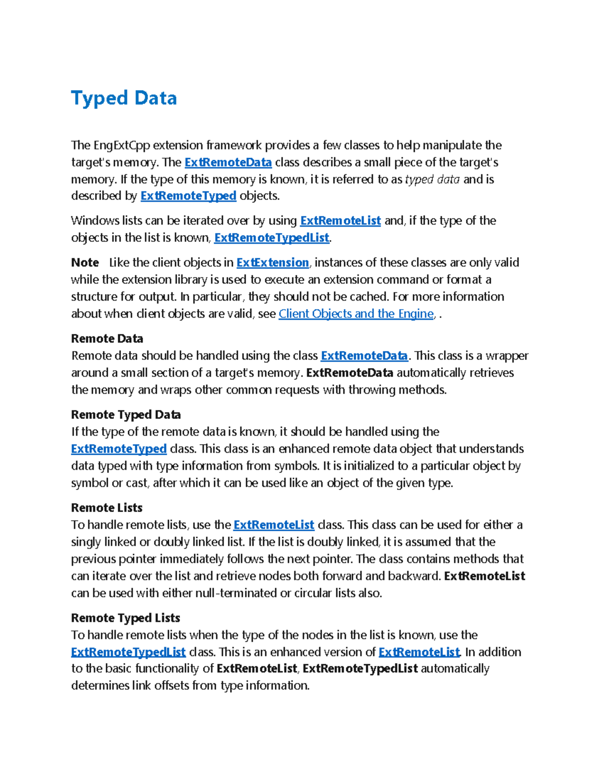 Document 34 (18) - Bob - Typed Data The EngExtCpp extension framework provides a few classes to ...