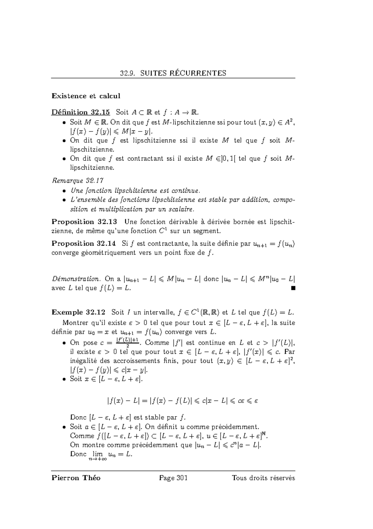 Maths mpsi-107 - 32. SUITES RÉCURRENTES Existence et calcul Définition ...