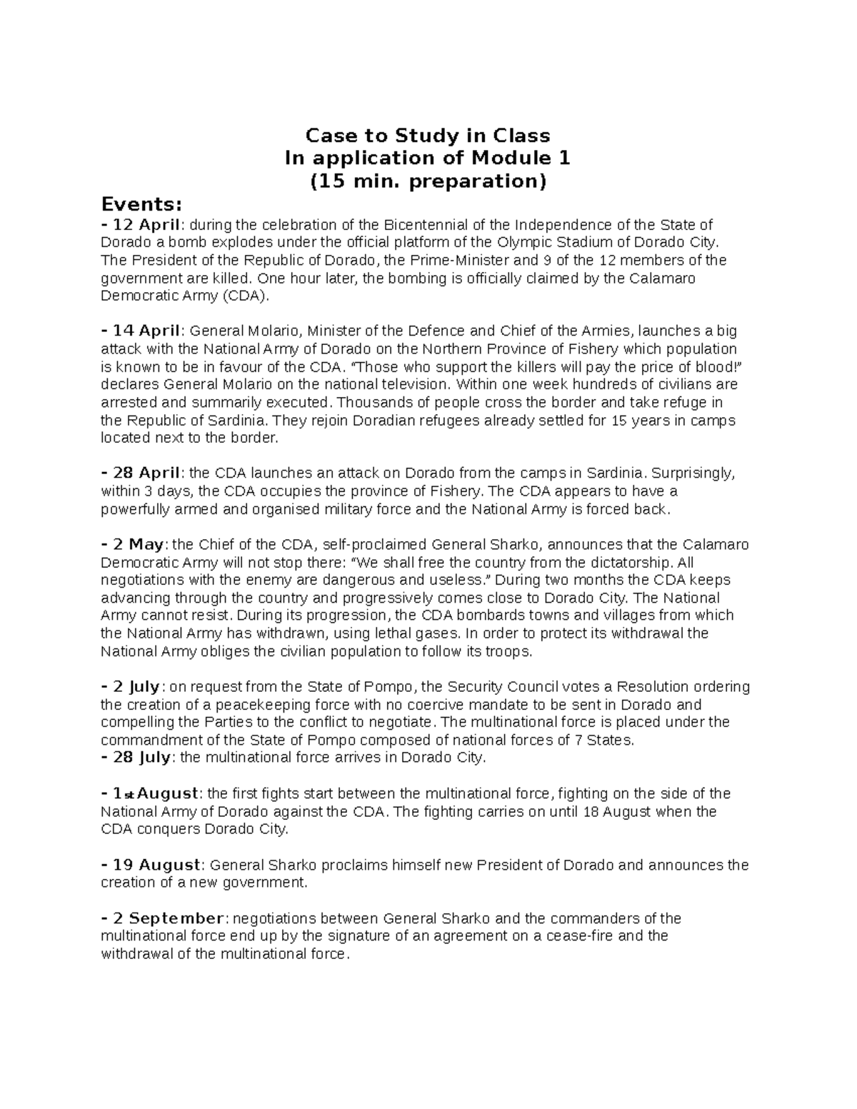 G1 - Case to Study in Class - Case to Study in Class In application of ...