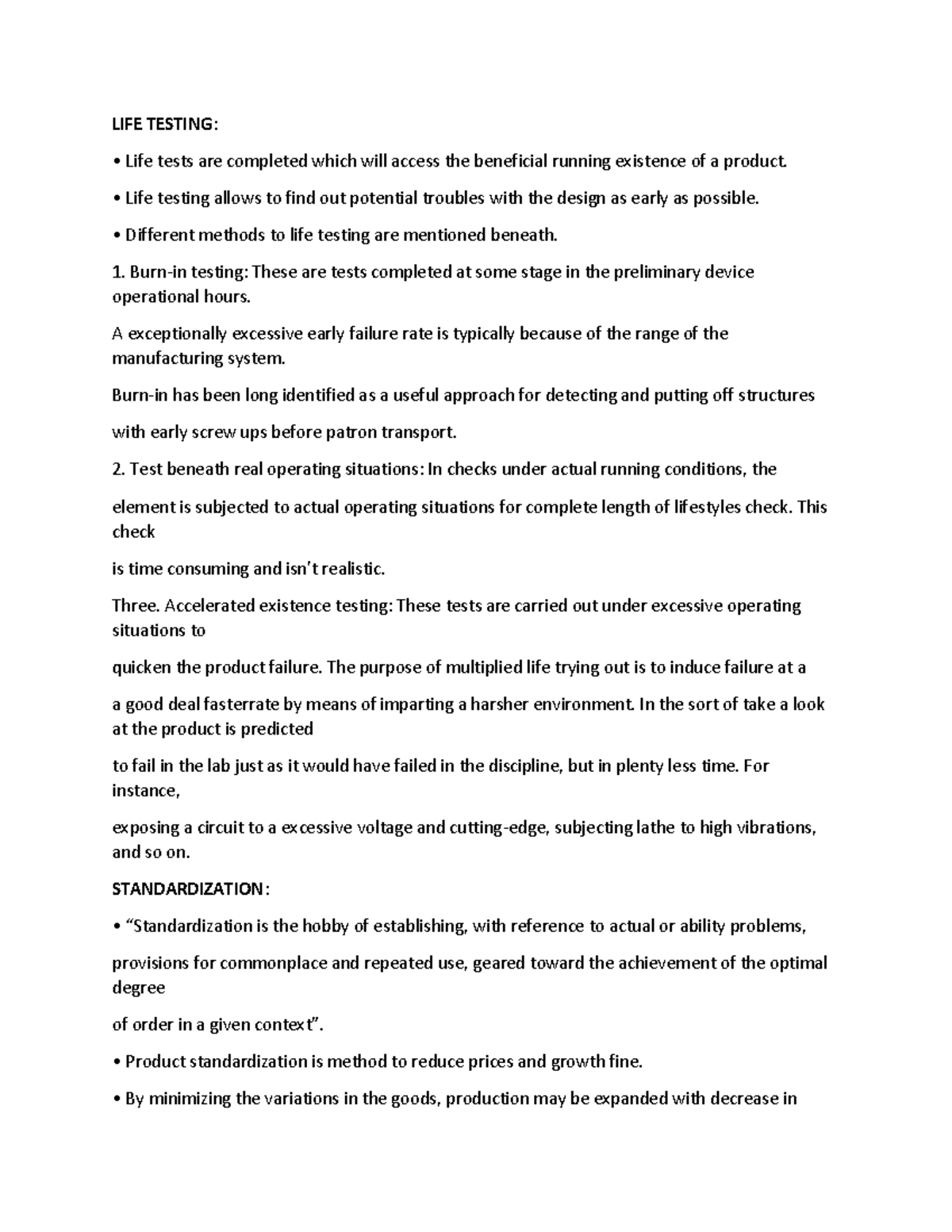 Industrial Engineering Module 6 PART 2 - LIFE TESTING : Life tests are ...