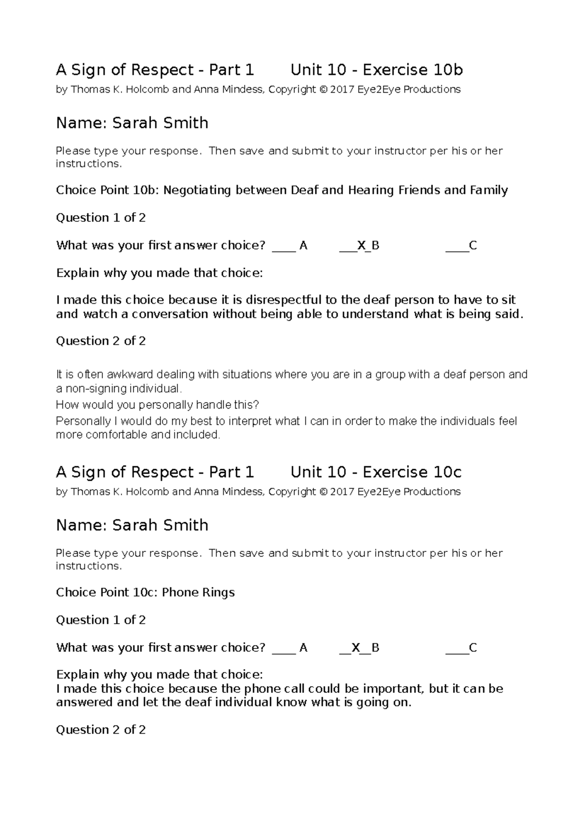 ASOR 111- A sign of respect assignment. - A Sign of Respect - Part 1 ...