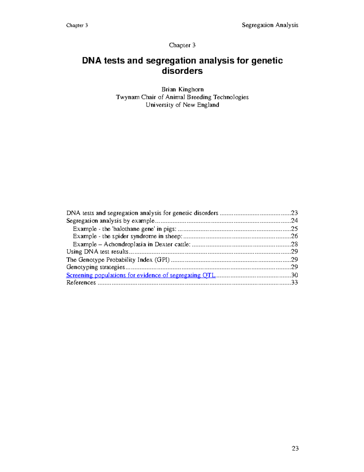 03 Segreg - pedigree - Chapter 3 DNA tests and segregation analysis for ...