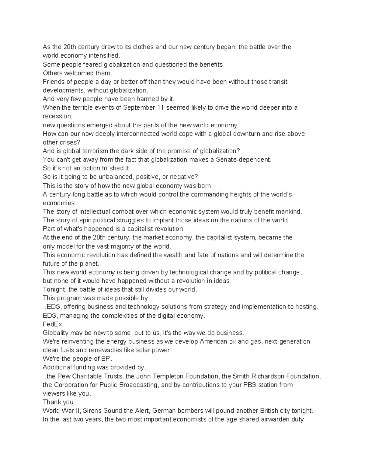 Commanding Heights The Battle of Ideas Episode One - As the 20th ...