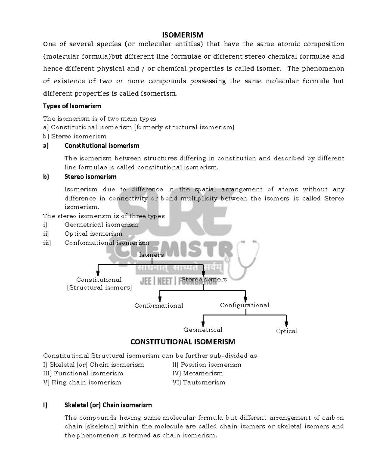 04 Isomerism - ####### One of several species (or molecular entities ...