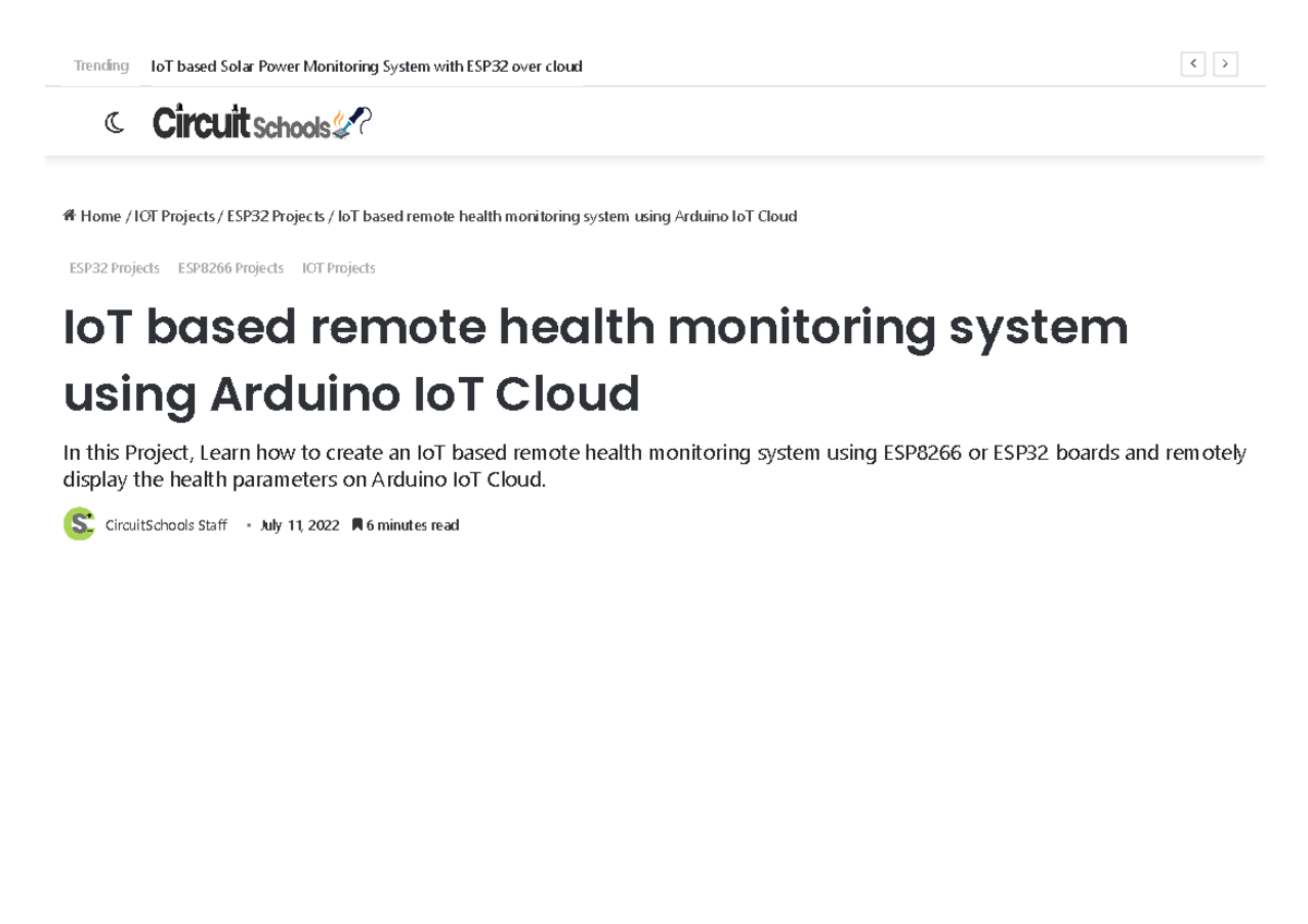 Io T based remote health monitoring system using Arduino Io T Cloud ...