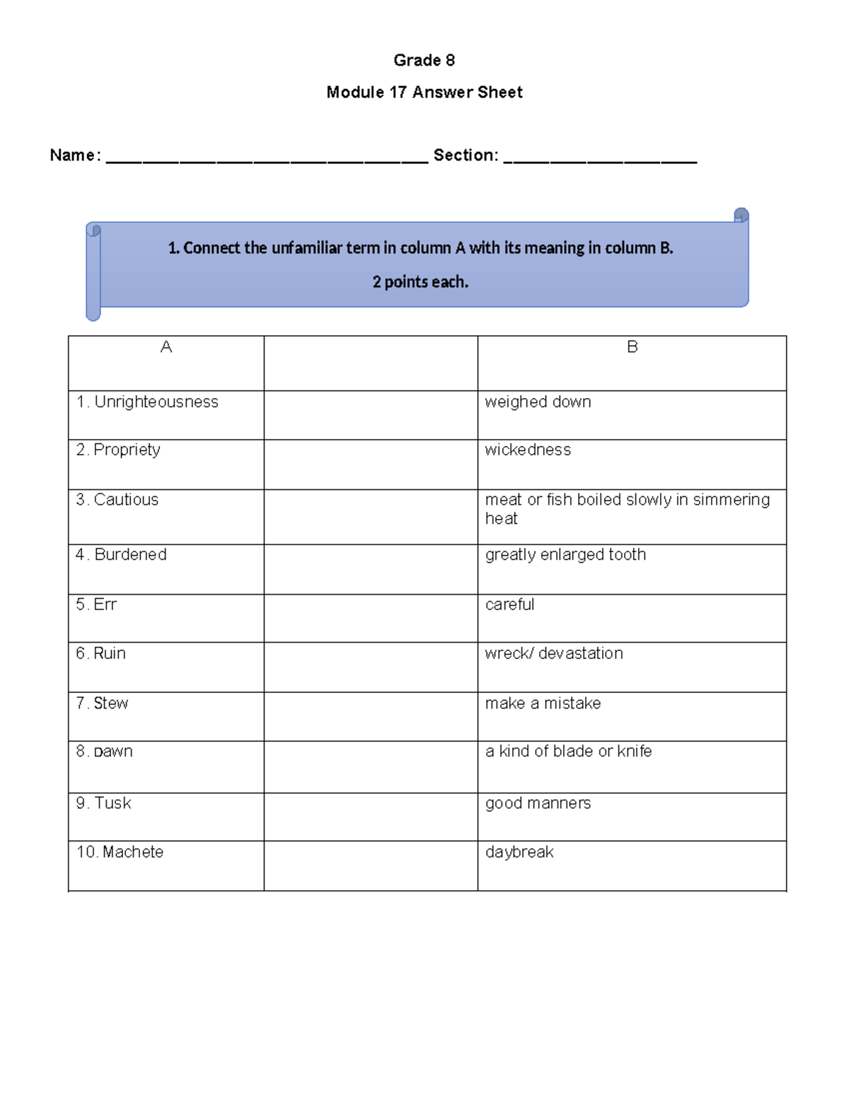 Grade 8 module 17 worksheetsrevised - BSEd English - Grade 8 Module 17 ...