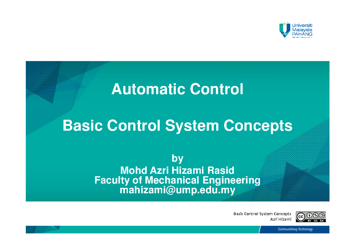 Chapter 1 - Basic Control System Concepts - Basic Control System Concepts Automatic Control ...