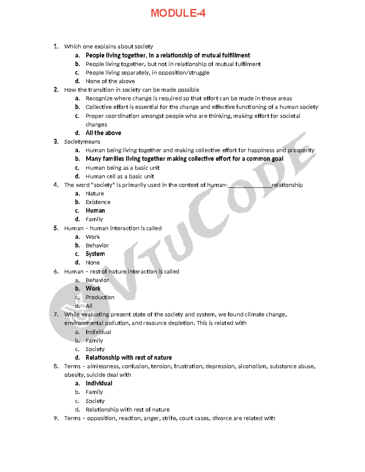 Vtucode.in-BUHK408-module-5-MCQ-2022-scheme (1) (5) - Copy - MODULE- Moral values are the - Studocu