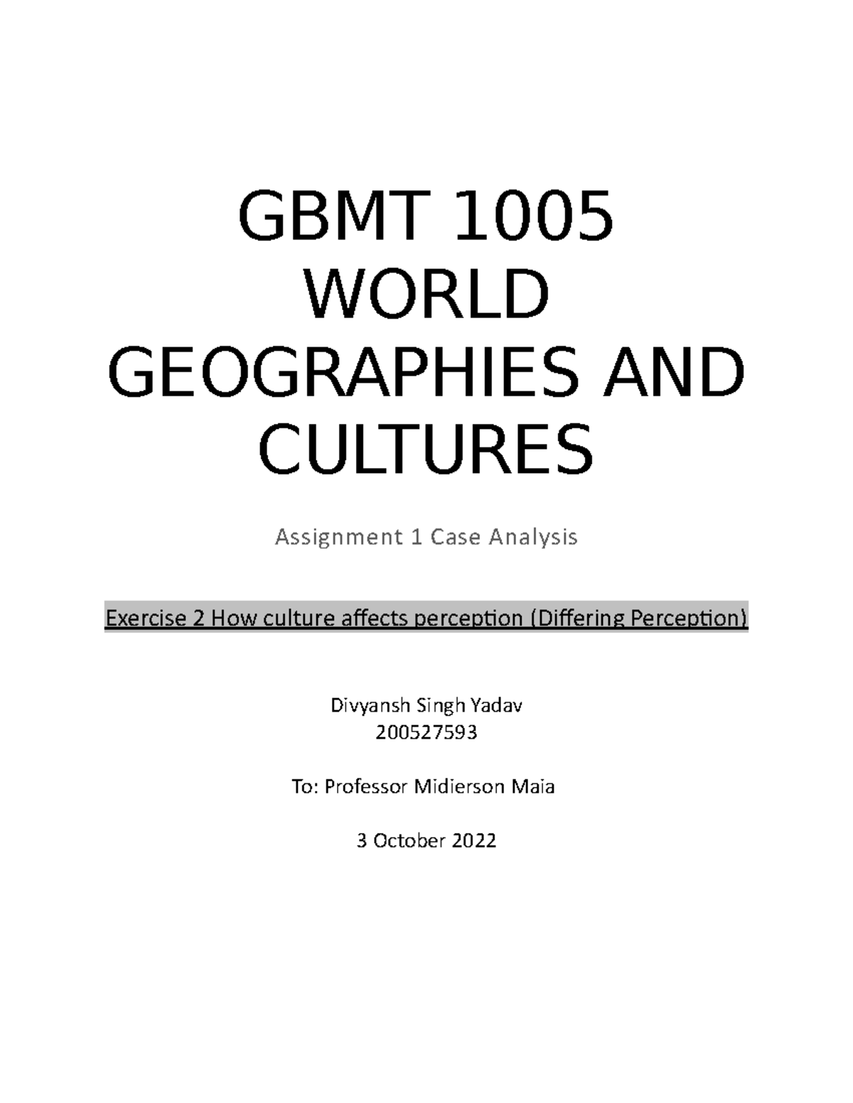 GBMT 1005 World Geographies AND Cultures - GBMT 1005 WORLD GEOGRAPHIES ...