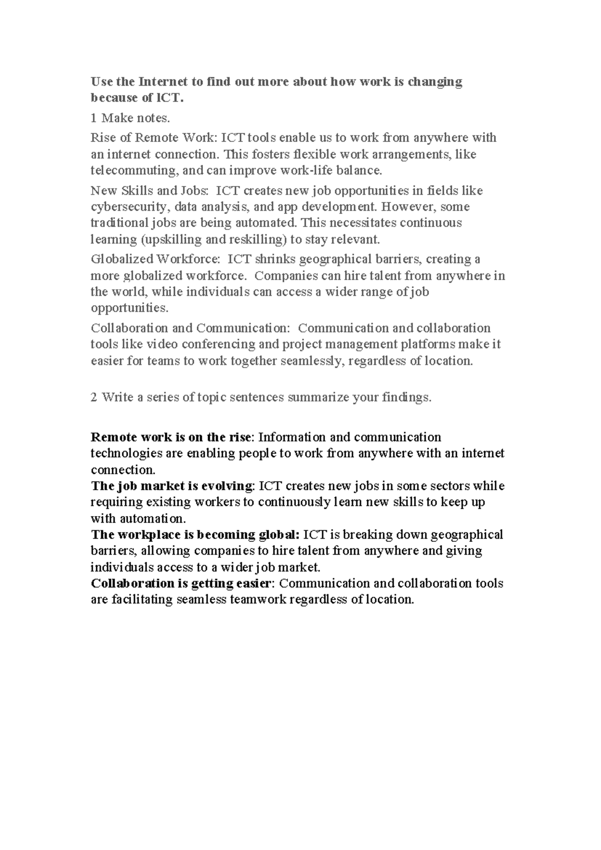 LNYN- U1 Writing - Use the Internet to find out more about how work is ...