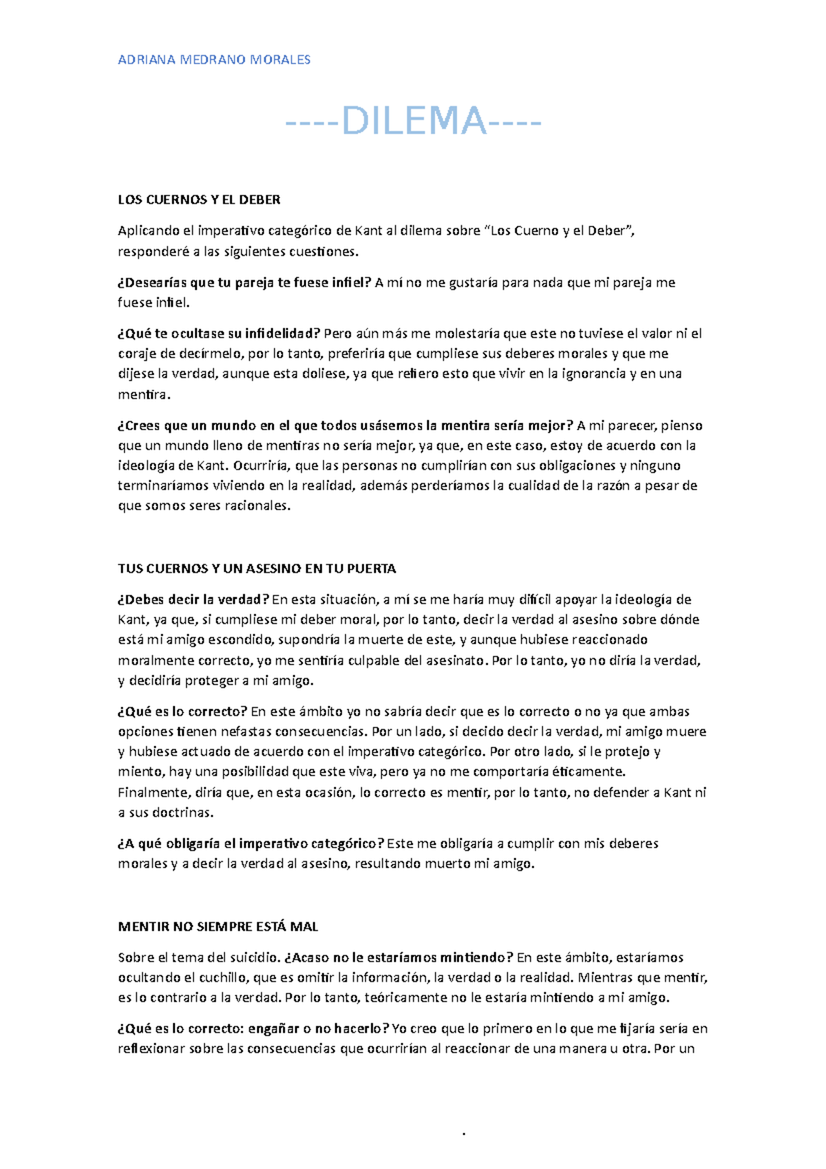Dilema - ccsfv - ADRIANA MEDRANO MORALES -DILEMA- LOS CUERNOS Y EL ...
