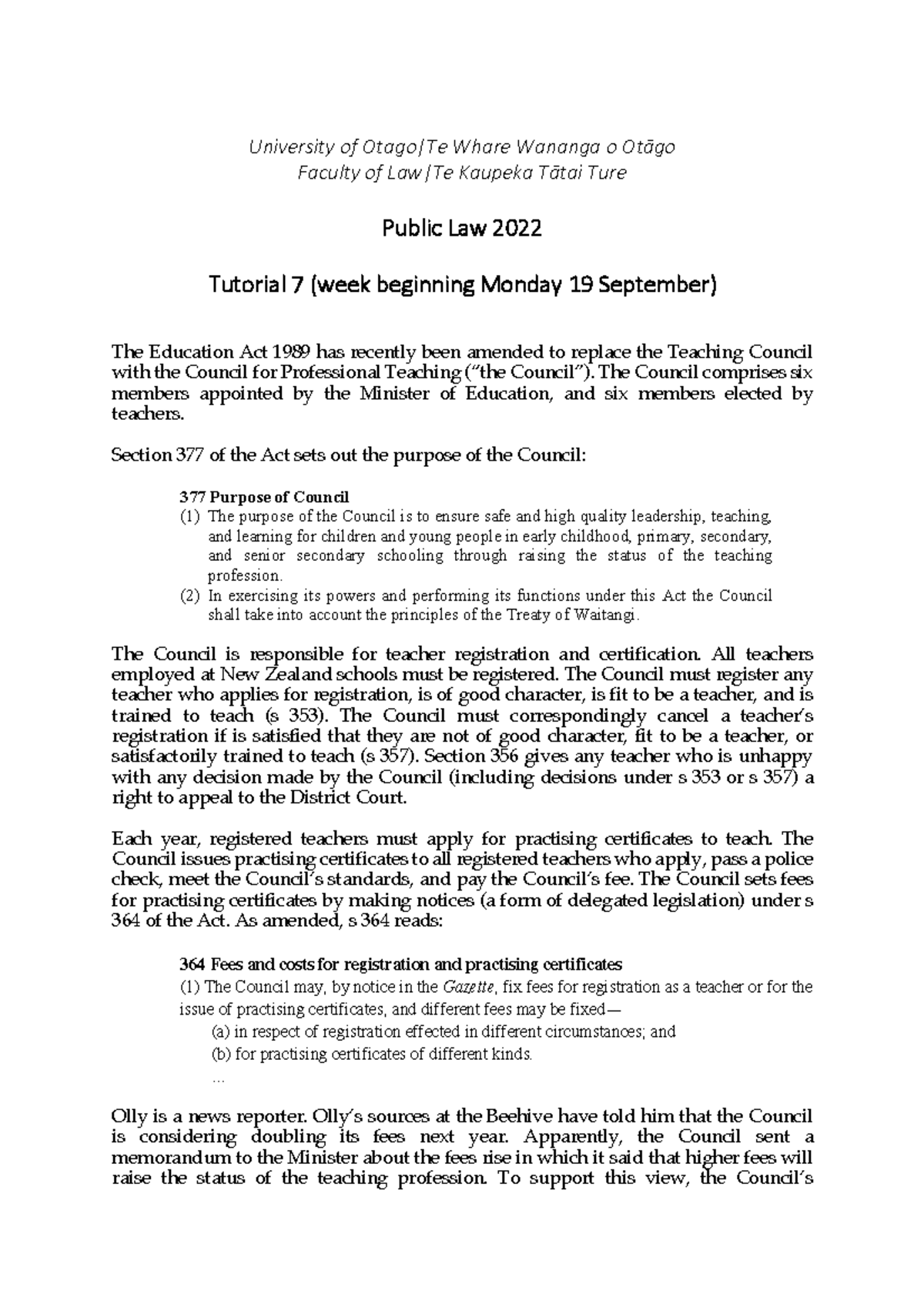Tutorial 7 2022 - practice materials - University of Otago|Te Whare ...