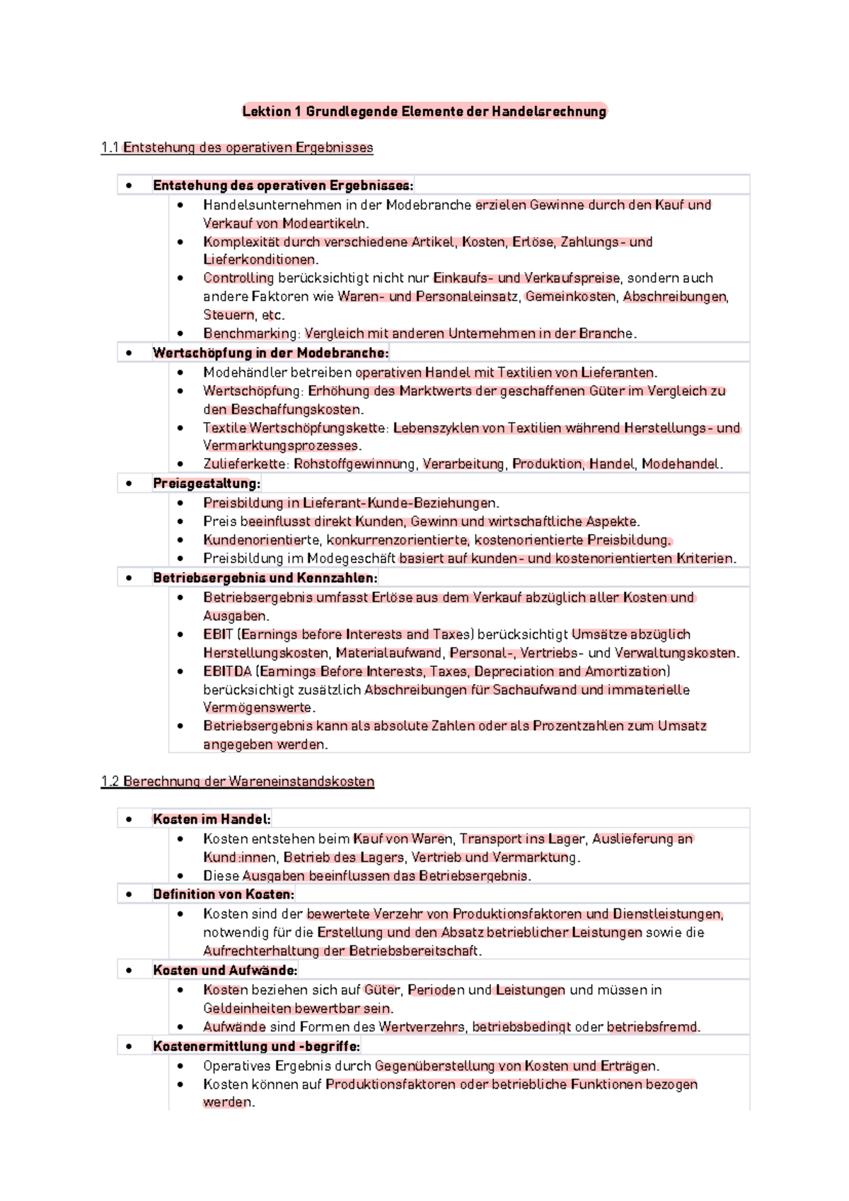 Zusammenfassung Ordermanagement 2024 - Lektion 1 Grundlegende Elemente ...