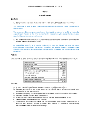 FSA Tutorial 5 - with solutions - Tutorial 5 Liquidity of Short-Term ...