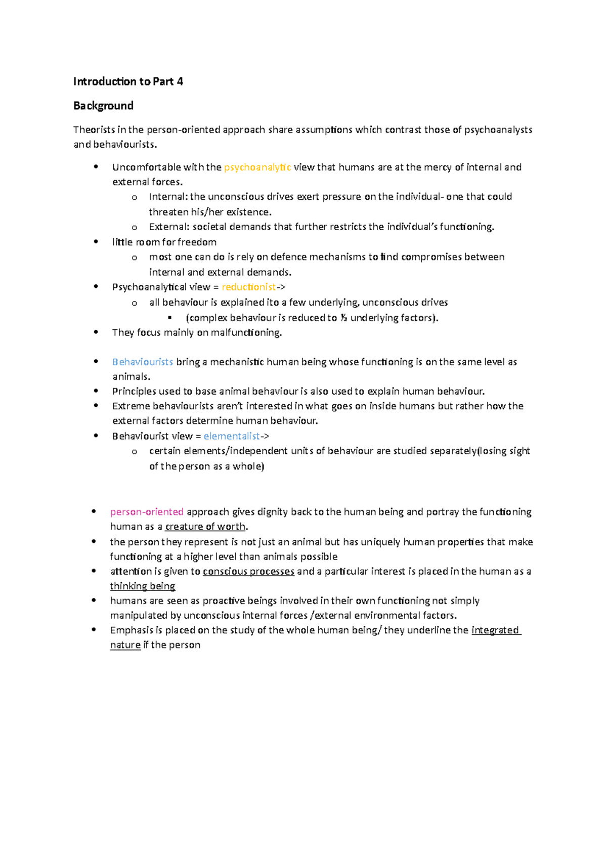 Psych 213 BRIEF TEXTBOOK SUMM - Introduction to Part 4 Background ...