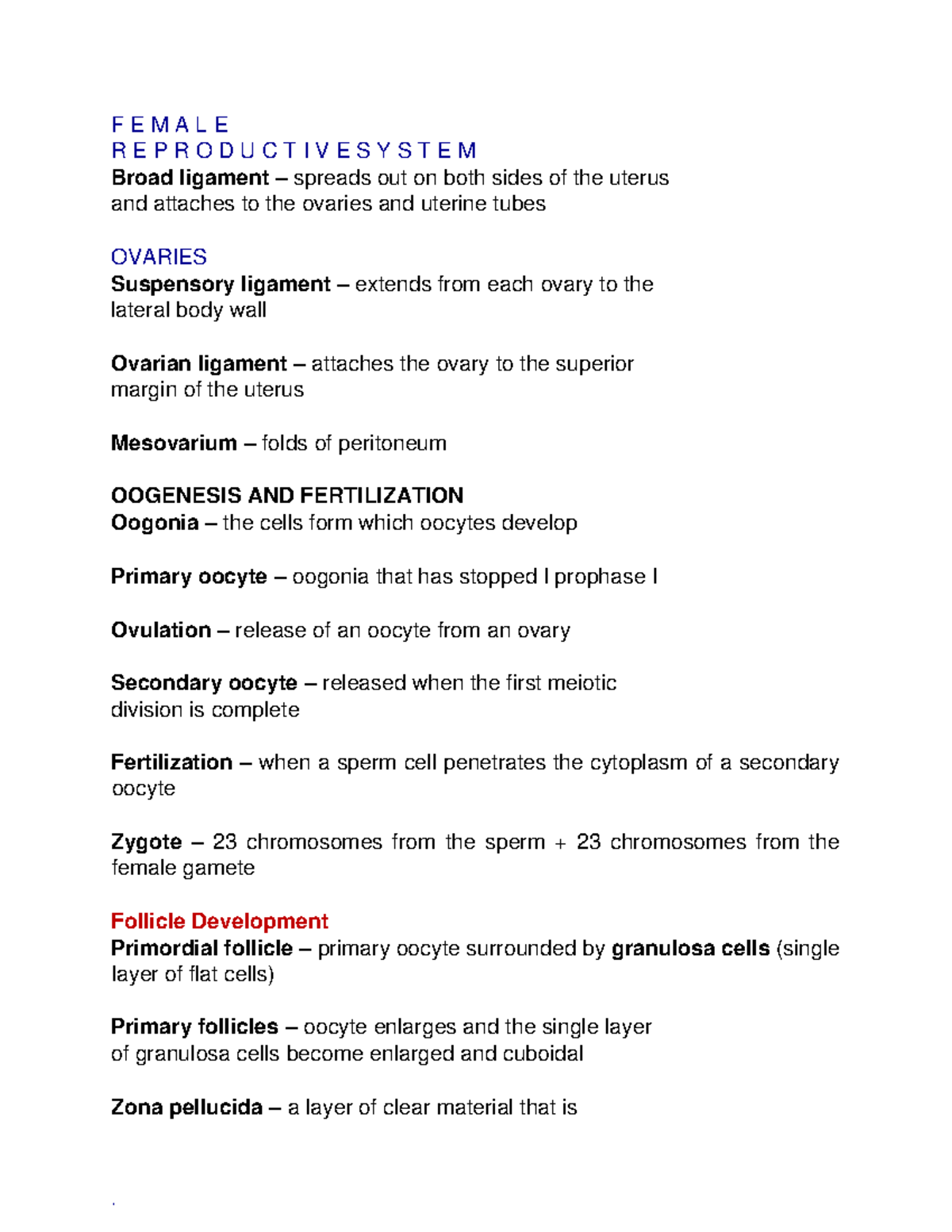 Female Reproductive System - F E M A L E R E P R O D U C T I V E S Y S ...