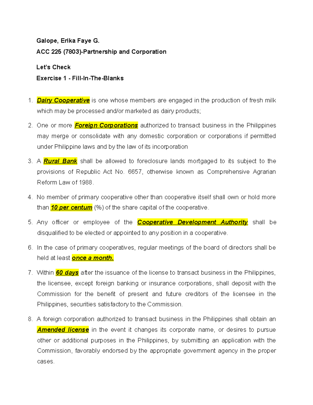 Partnership and Corporation- Exercise-1-FILL-IN-THE- Blanks - Galope ...