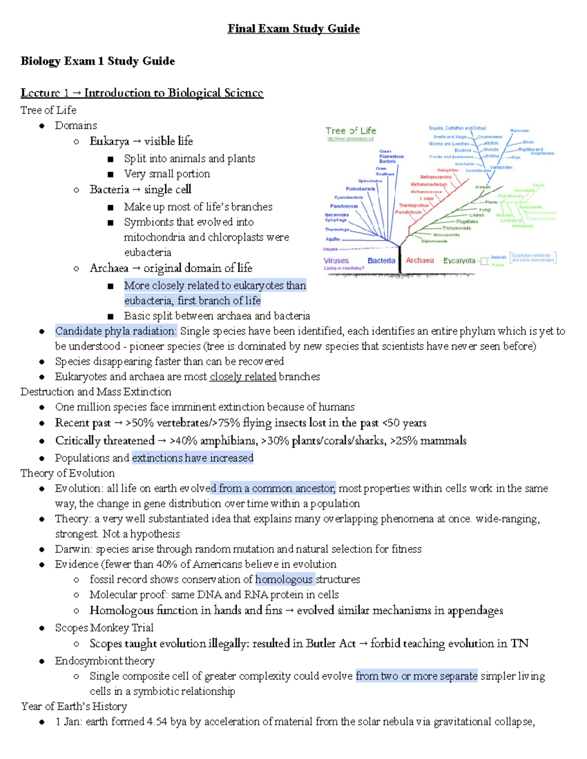 Biology Study Guide Final Exam - Final Exam Study Guide Biology Exam 1 ...