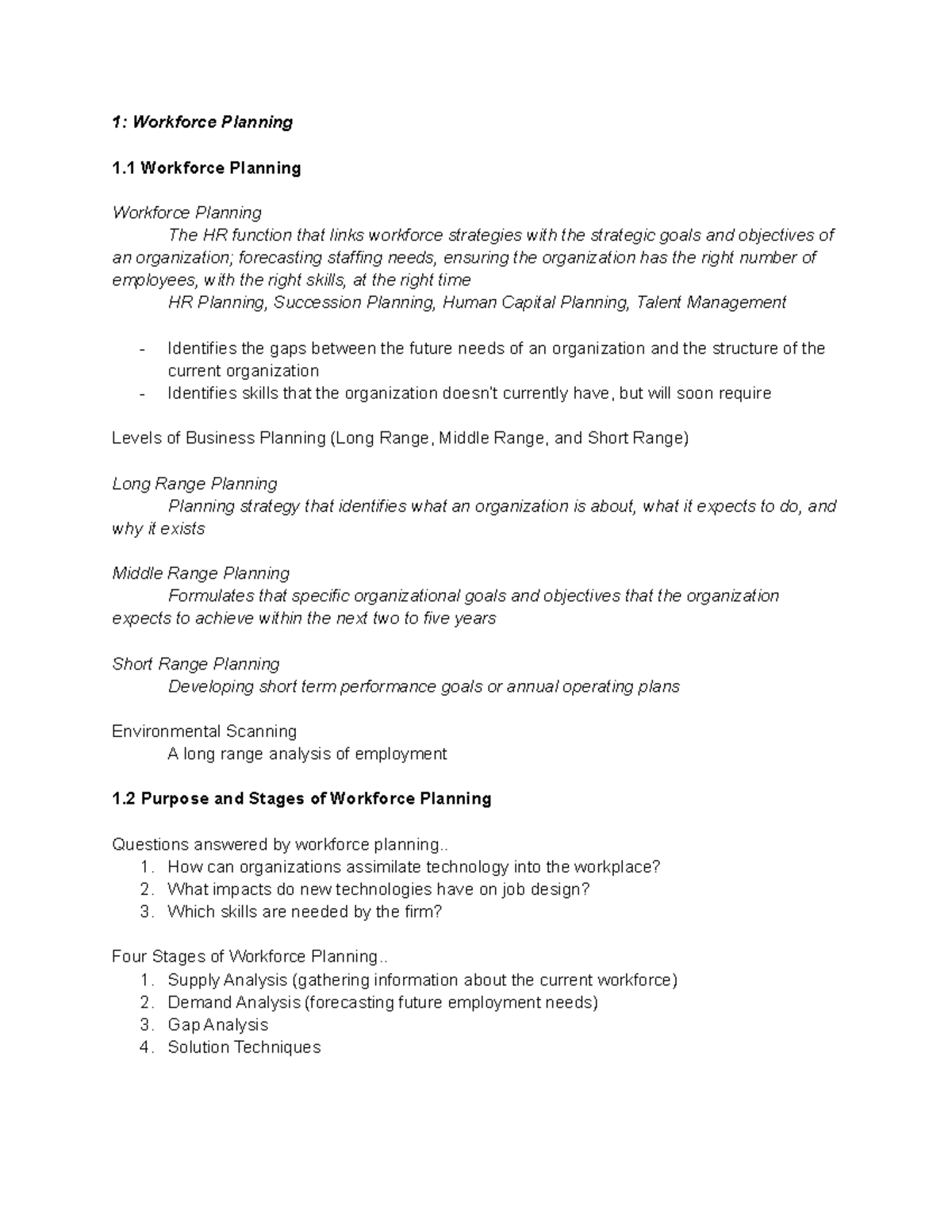 C234 - Workforce Planning Recruitment and Selection - 1: Workforce ...