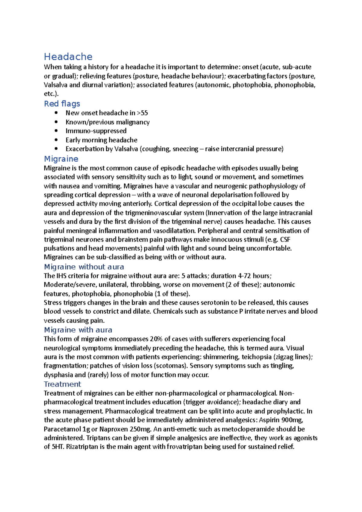 Headache - Headache When taking a history for a headache it is ...