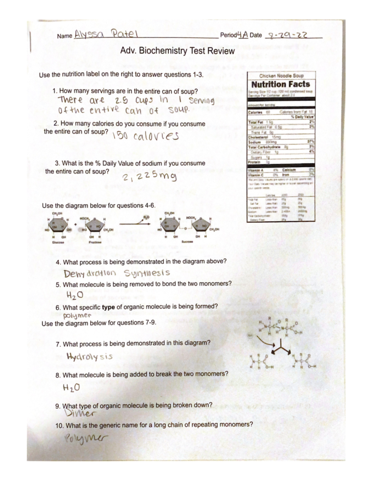 Adv. Biochemistry Test Review - Studocu