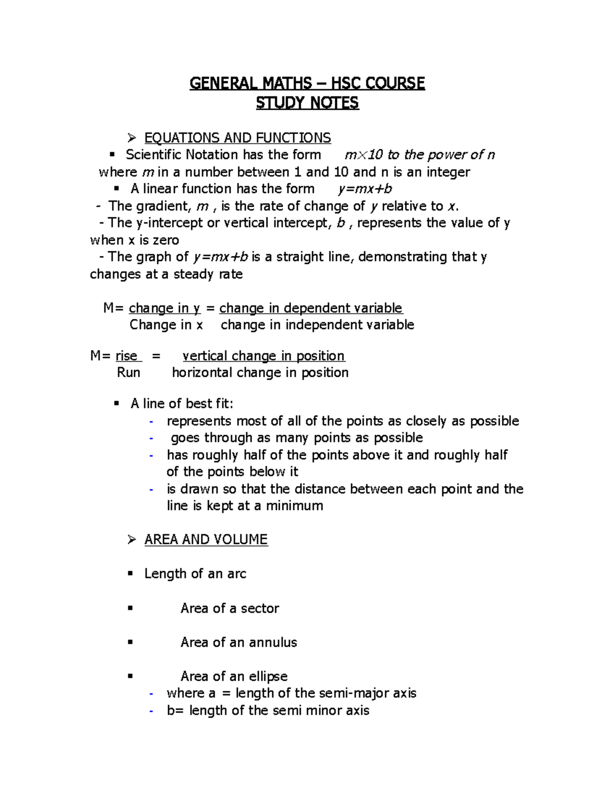 General Maths Notes - Studocu