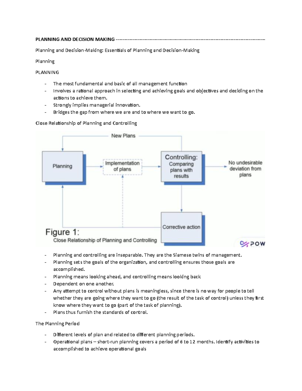 Emg-notes - PLANNING AND DECISION MAKING - Planning and Decision-Making ...