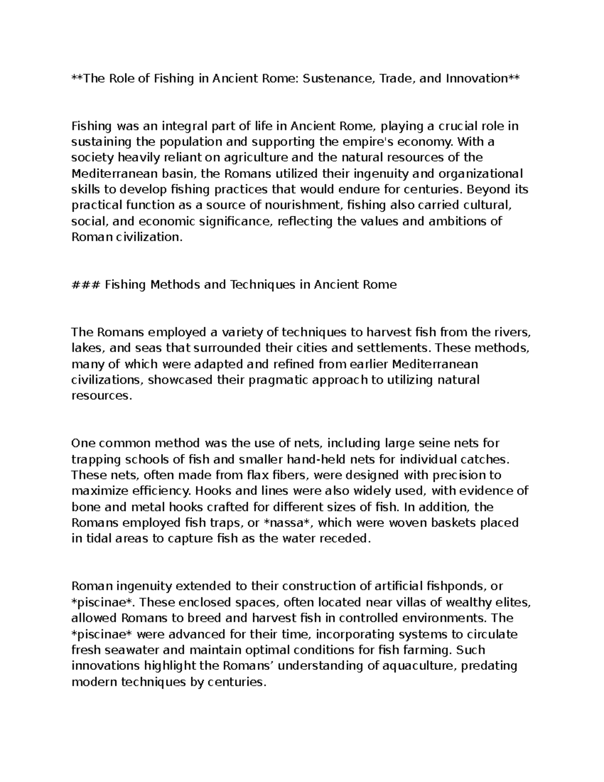 The Role of Fishing in Ancient Rome - With a society heavily reliant on ...