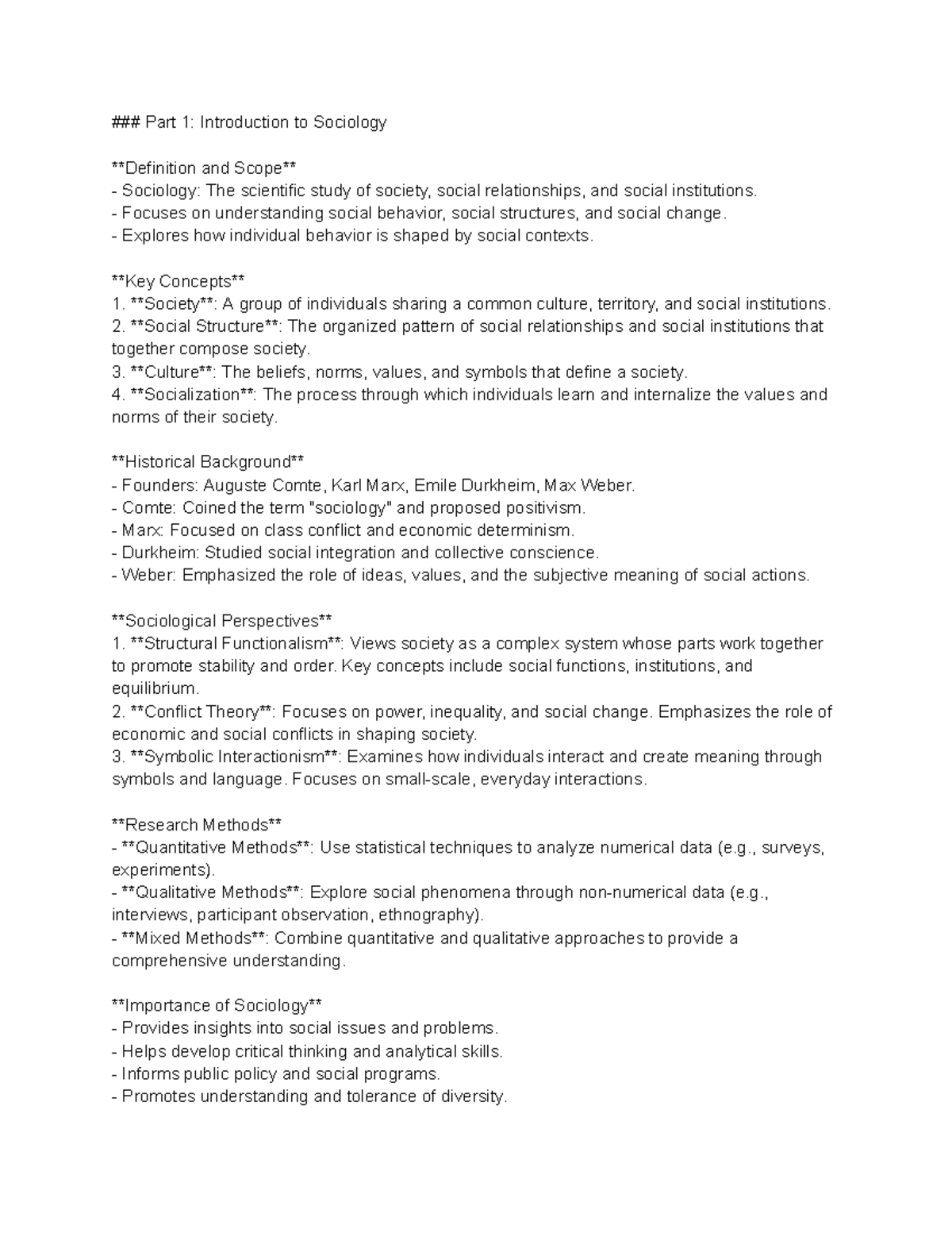 Sociology Note Part 1 [Midterm Study] - Part 1: Introduction to ...