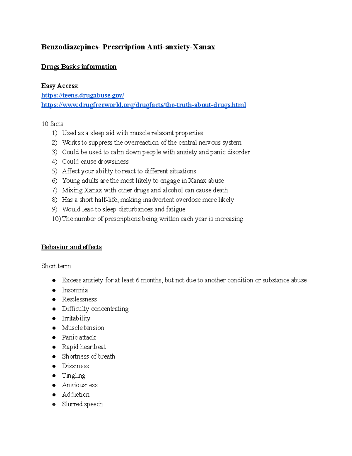 Drug research Benzodizepines - Benzodiazepines- Prescription Anti ...