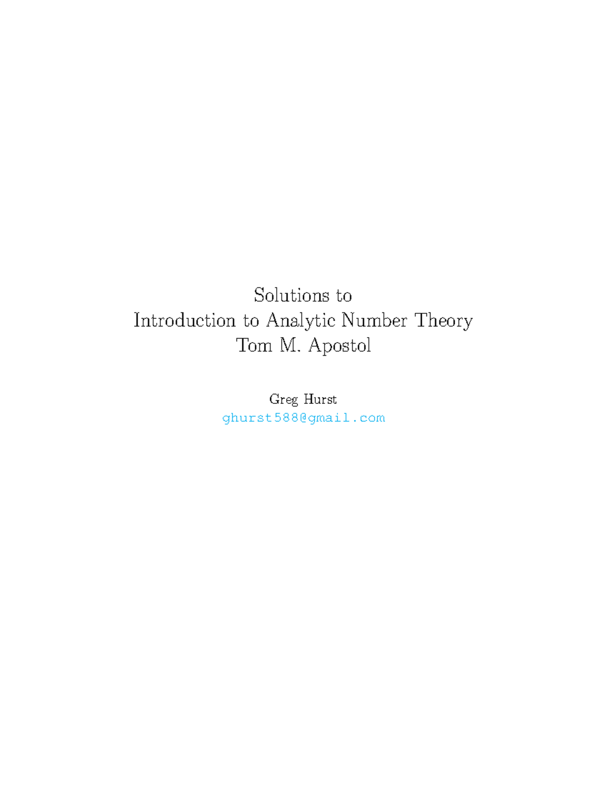 Toaz - solucionario - Solutions to Introduction to Analytic Number ...