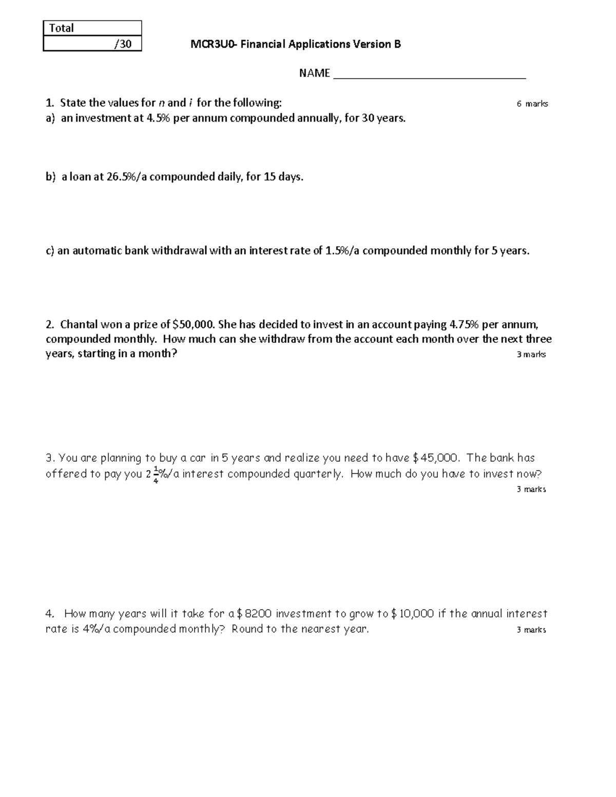 Unit 8 Vers B Annuities QUIZ April 2021 - MCR3U0- Financial ...