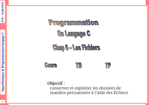 Cours Algo-Chapitre 2 - ####### Algorithmique & Programmation langage C Prof : M Algorithmique ...