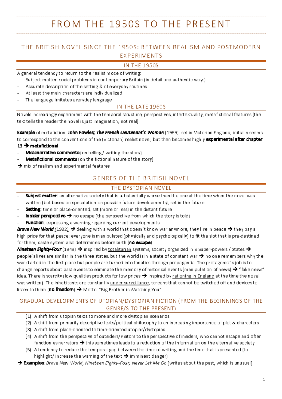 From the 1950s To The Present - Summary - F R O M T H E 1 9 5 0 S T O T ...
