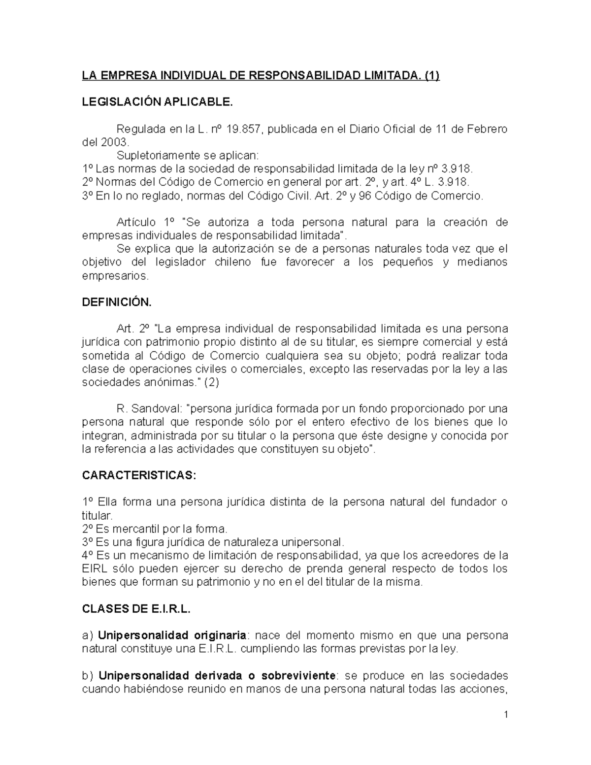 6. EIRL - LA EMPRESA INDIVIDUAL DE RESPONSABILIDAD LIMITADA. (1 ...