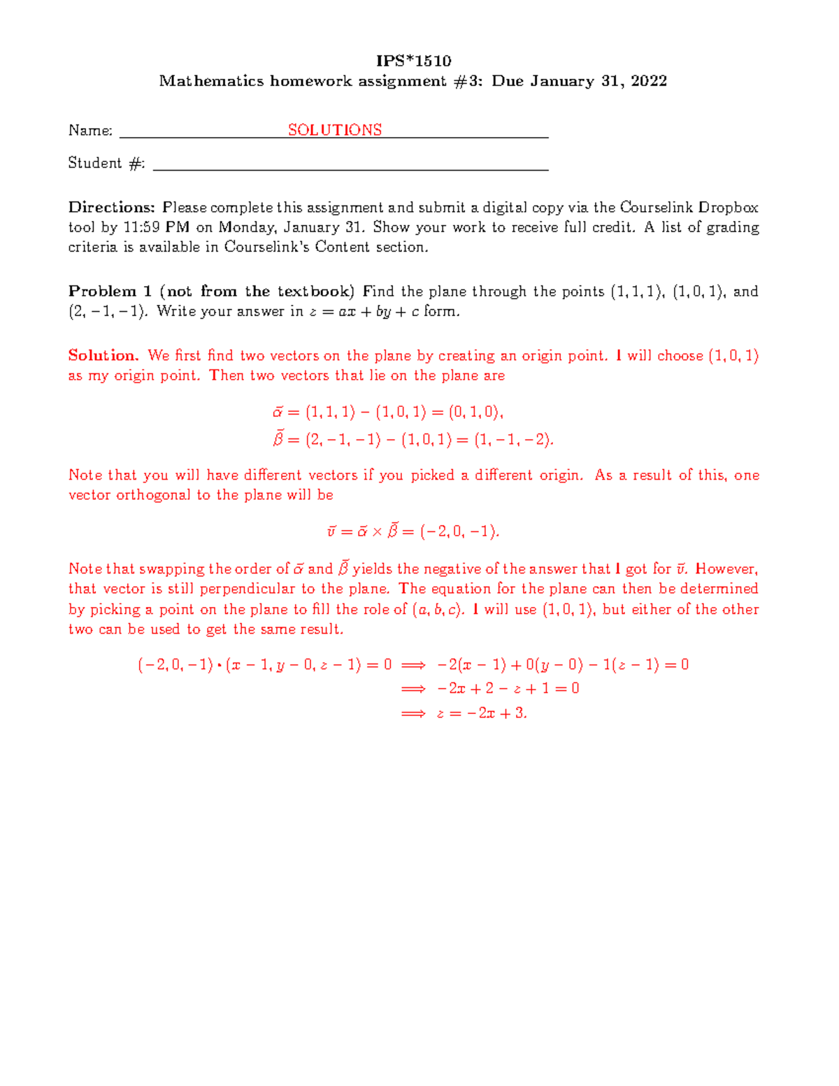 IPS1510 math hw3 solutions - IPS* Mathematics homework assignment #3 ...