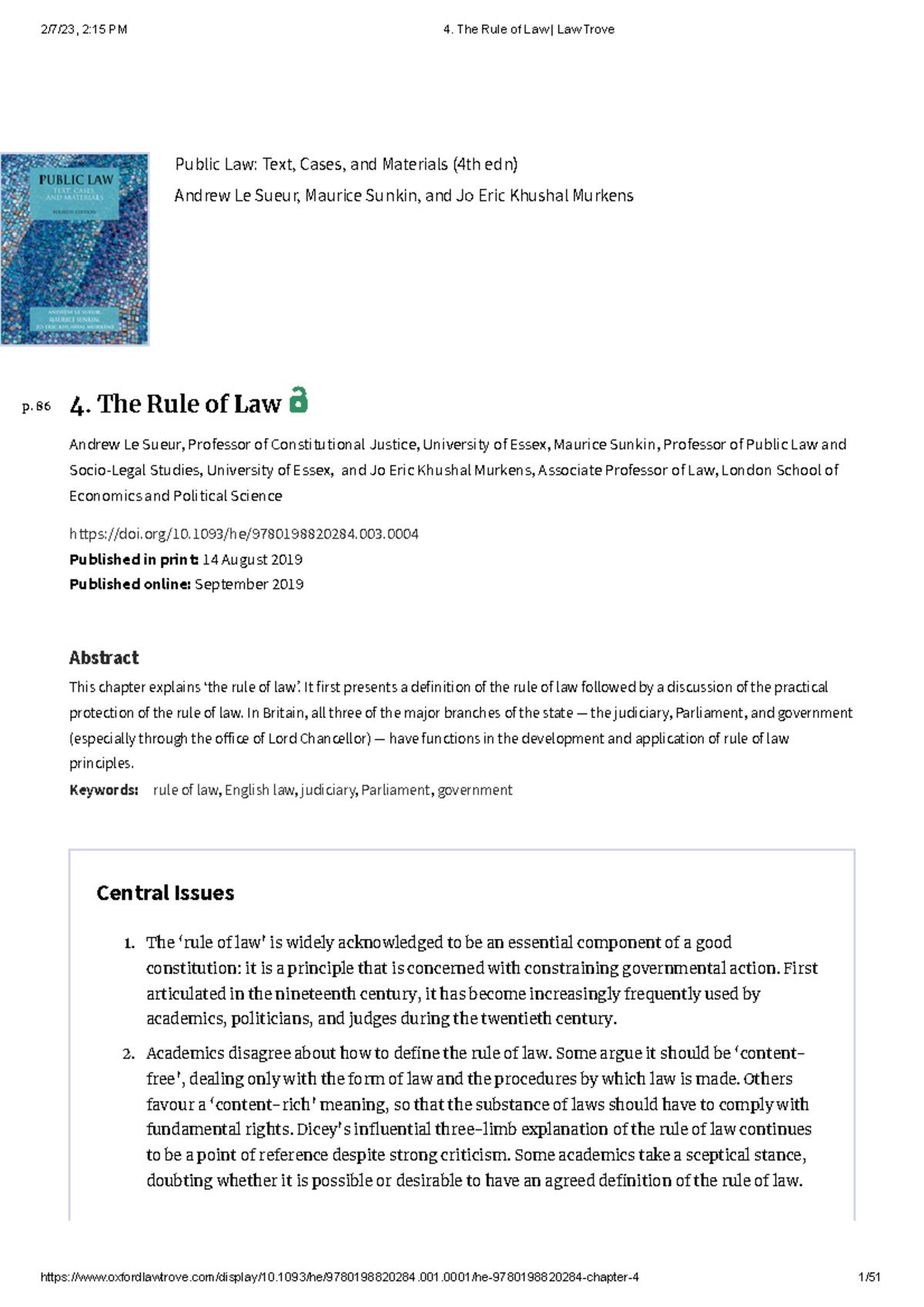 4. The Rule of Law Law Trove - ####### Public Law: Text, Cases, and ...