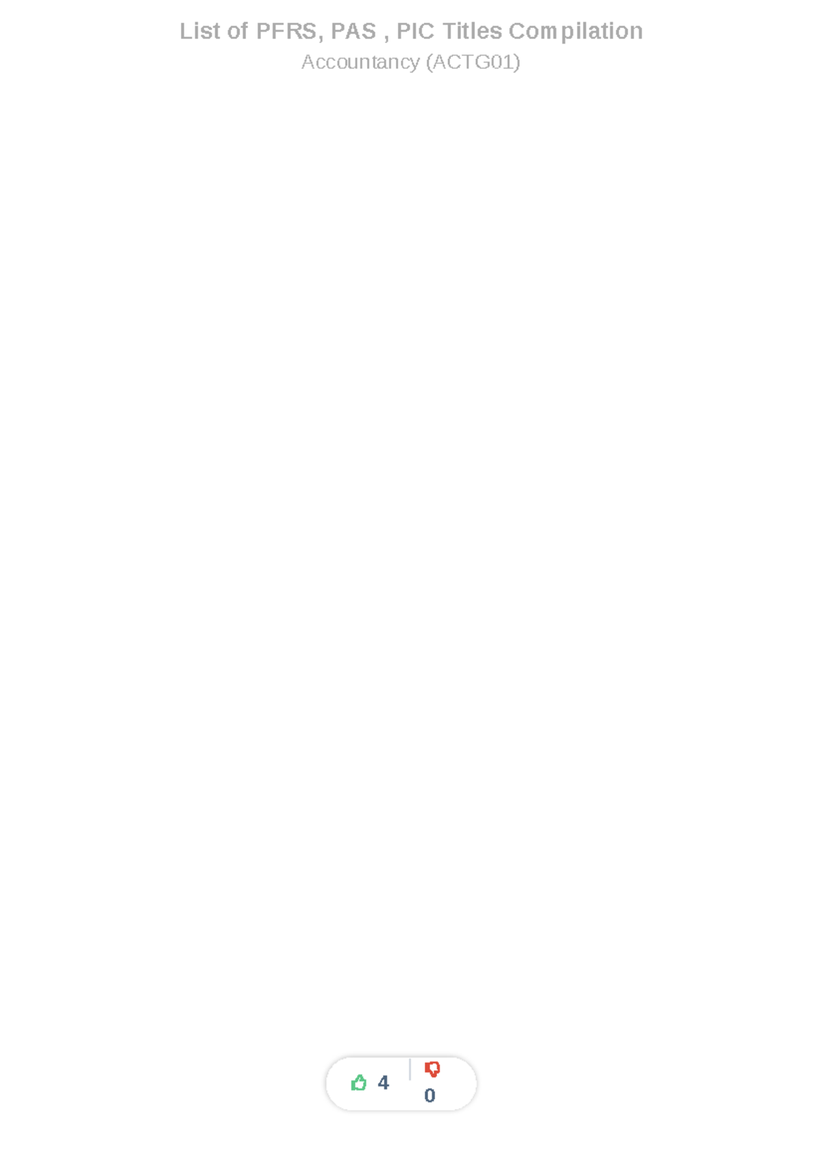 Dlstudocu - List of PFRS, PAS , PIC Titles Compilation Accountancy ...