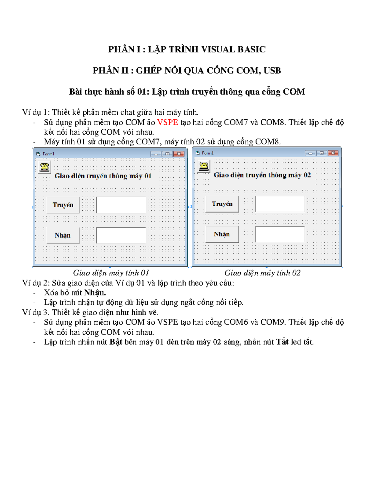 4 Bai tap GNMT - PHẦN I : LẬP TRÌNH VISUAL BASIC PHẦN II : GHÉP NỐI QUA ...