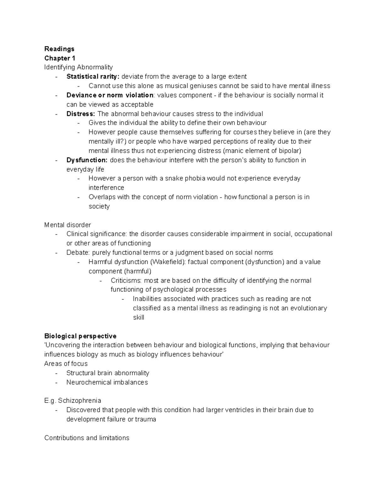 PSYC3025 Readings Psychopathology - Readings Chapter 1 Identifying ...
